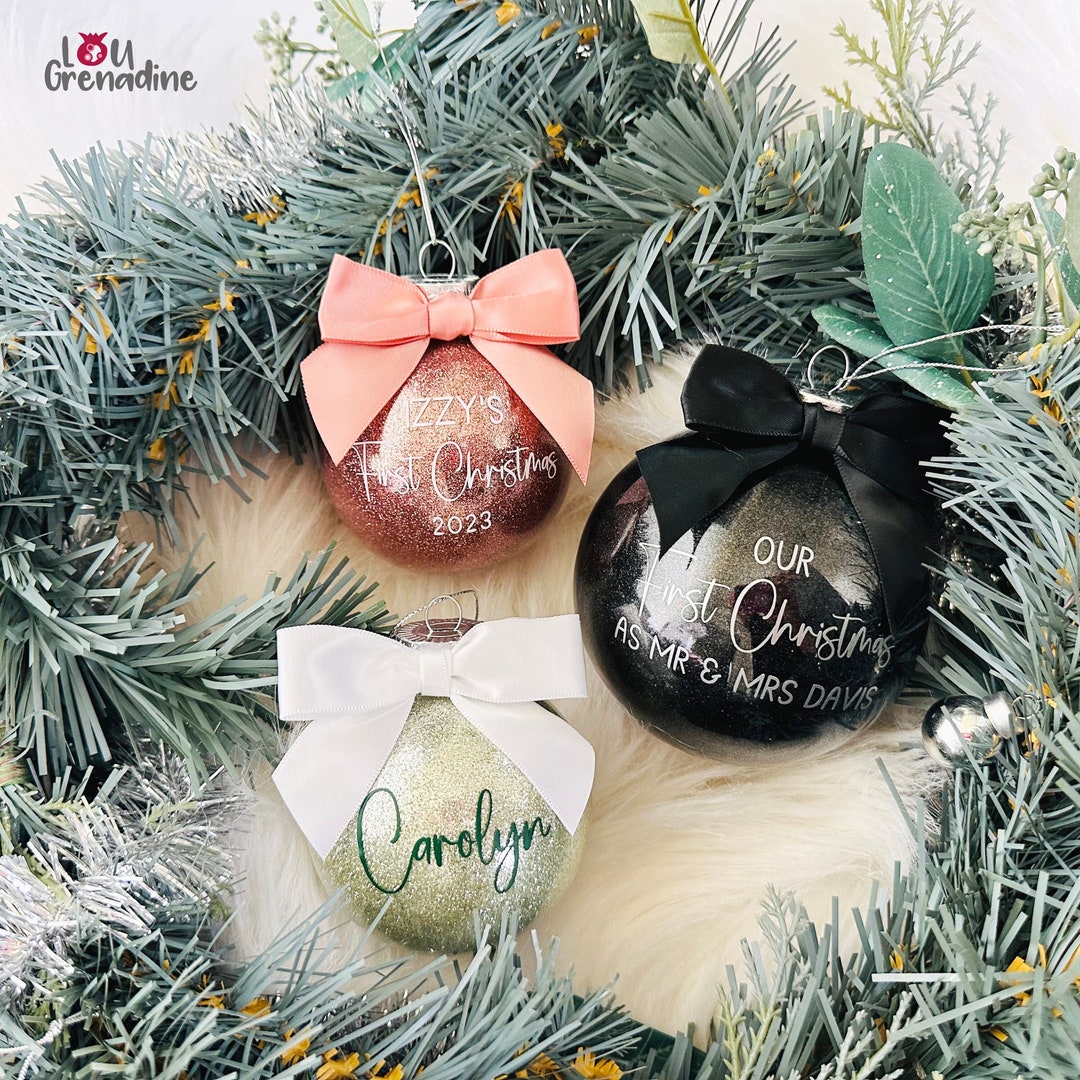 Personalized Glittery Christmas Baubles, Personalized Glittery ...