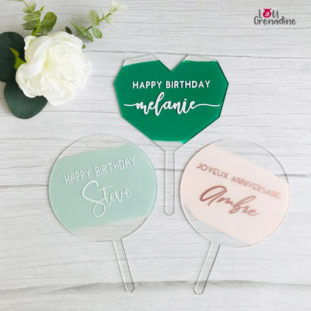 Birthday Acrylic Cake Topper, Custom Cake Topper, Cake Topper With Name ...