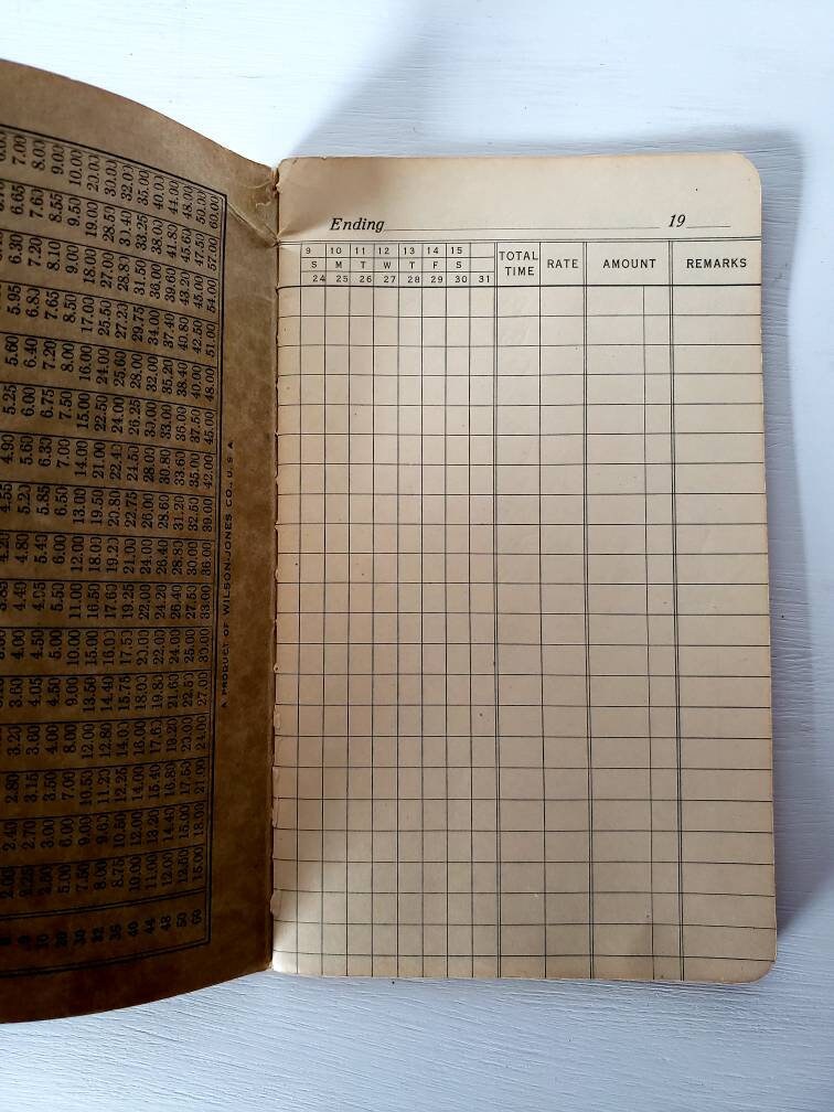 Vintage Two Weeks Time Book - Vintage Bookkeeping - Payroll - Etsy