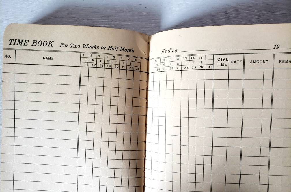 Vintage Two Weeks Time Book Vintage Bookkeeping Payroll - Etsy