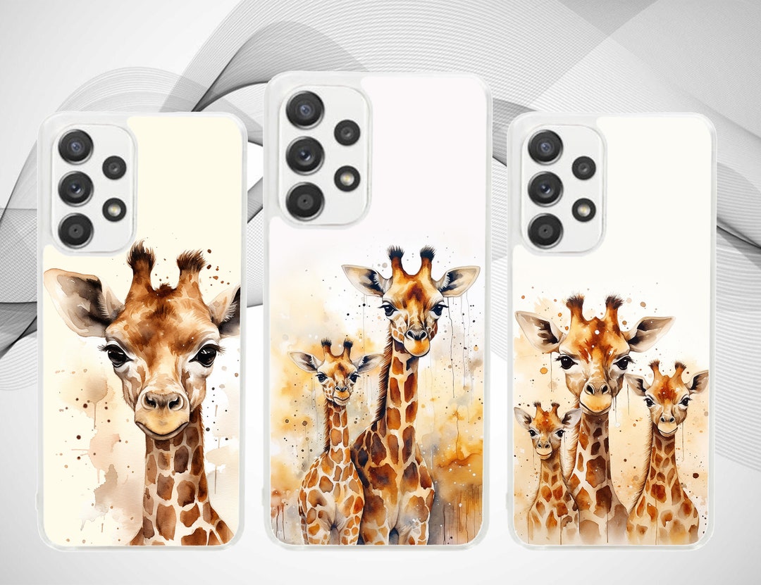 Cute Giraffe Family Mum Cub Watercolour Floral Phone Case Cover for ...