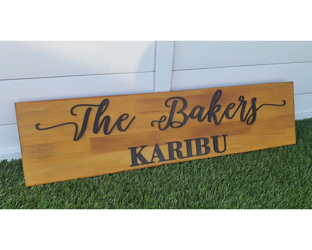Custom Wooden Family Name Plaque | Couple Name Sign | Family Name| Sign ...