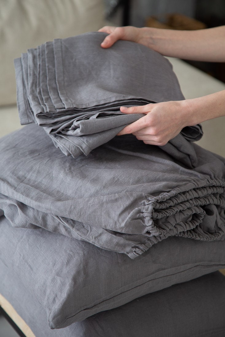 Linen Sheets Set Stone Washed Linen Sheets Queen Sheets - Etsy