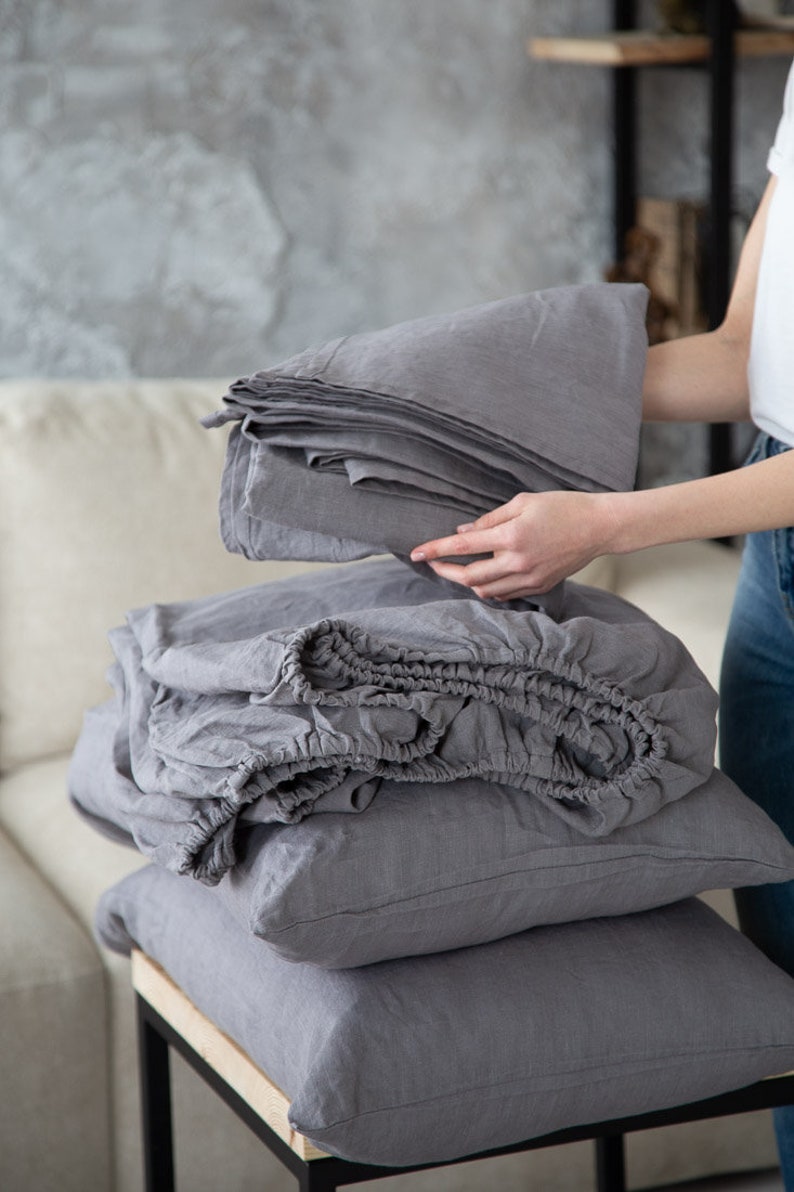 Linen Sheets Set Stone Washed Linen Sheets Queen Sheets - Etsy