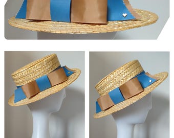 Elegant and Practical National Straw Hat With Two-tone Ribbon... Ideal ...