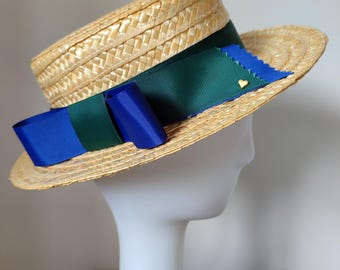 Elegant and Practical National Straw Hat With Two-tone Ribbon... Ideal ...