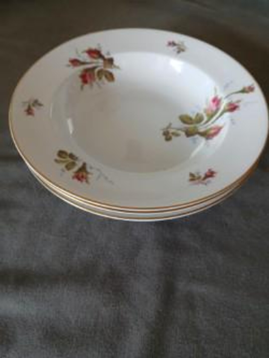 Rosenthal Winifred Moss Rose Porcelain Soup Bowl With Delicate Floral ...