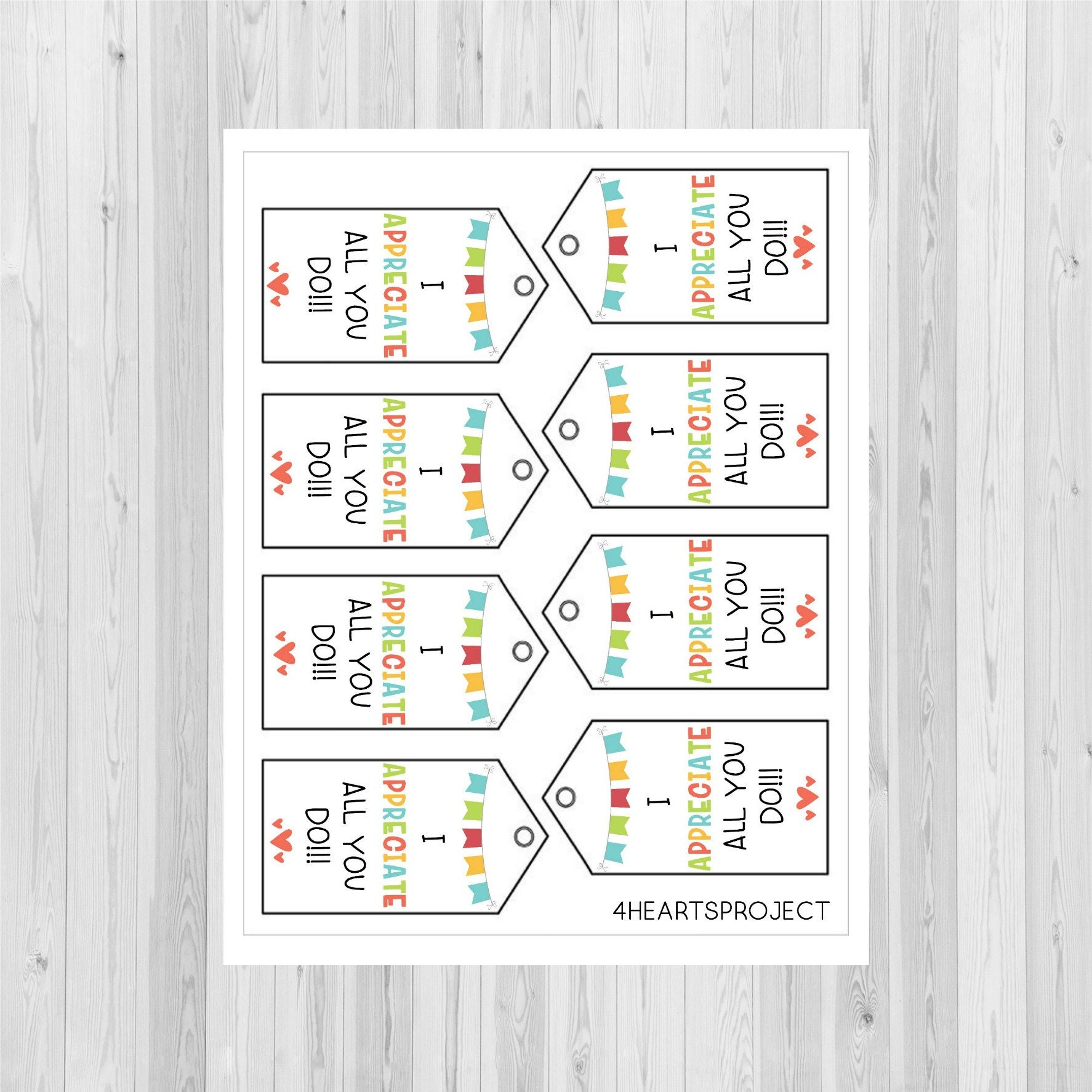 Appreciation Tag, Digital Download, Instant Download, Printable, - Etsy