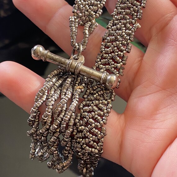 Antique Georgian Cut Steel Bead Watch Fob Chain - Gem