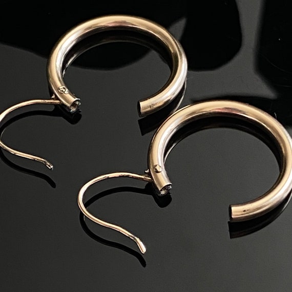 Antique Vintage Small Gold Filled Round Hoops - Gem
