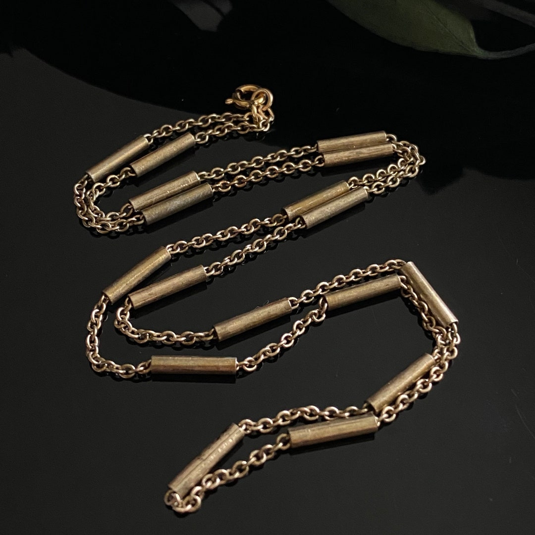 Vintage Art Deco Rolled Gold Bar Tube Link Chain Necklace 19 - Etsy
