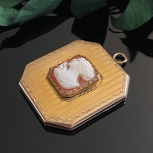 Antique Art Deco S.O.B. Pinstripe Shell Cameo Octagonal Rectangle ...
