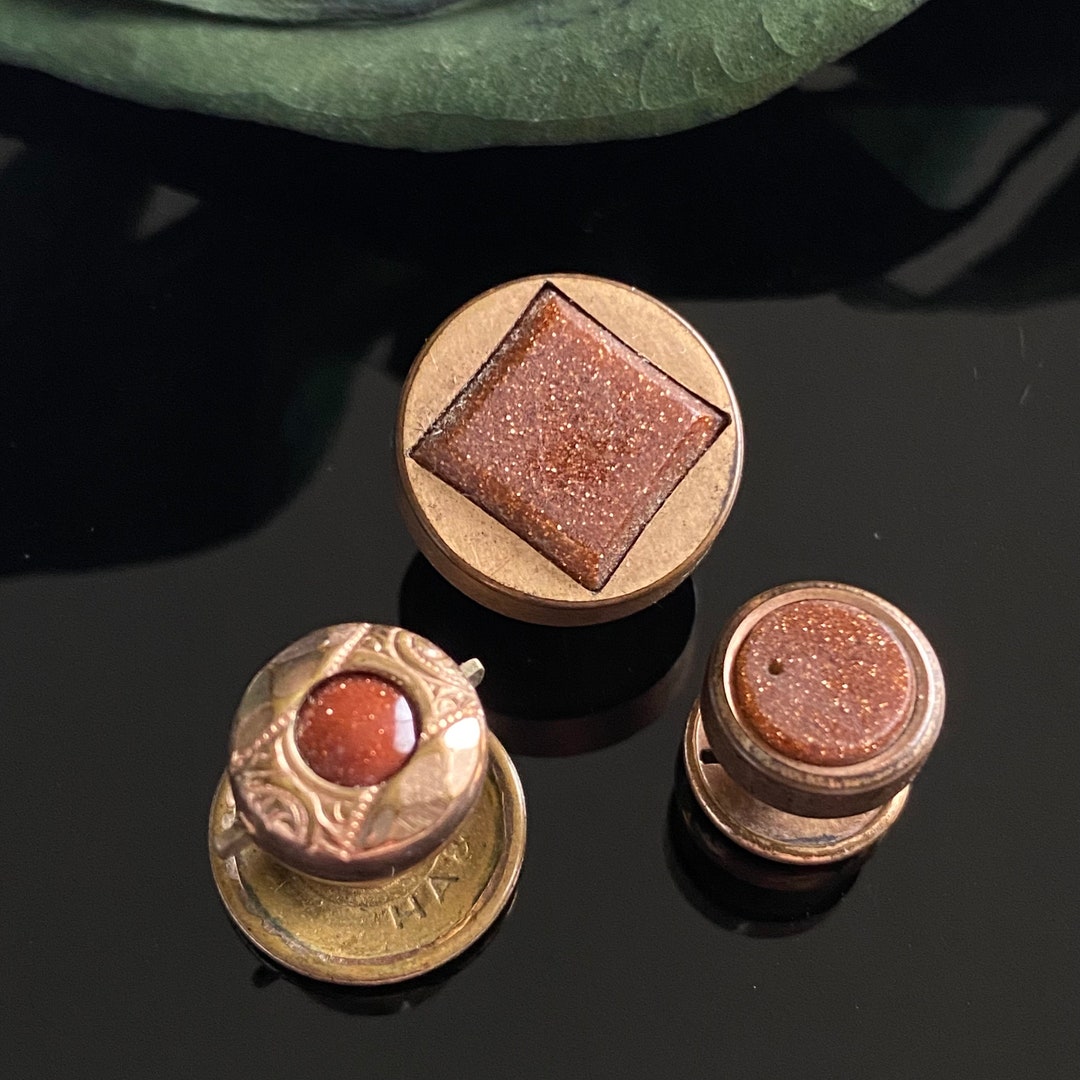 Antique Victorian Edwardian Goldstone Collar Stud Button Lot - Etsy