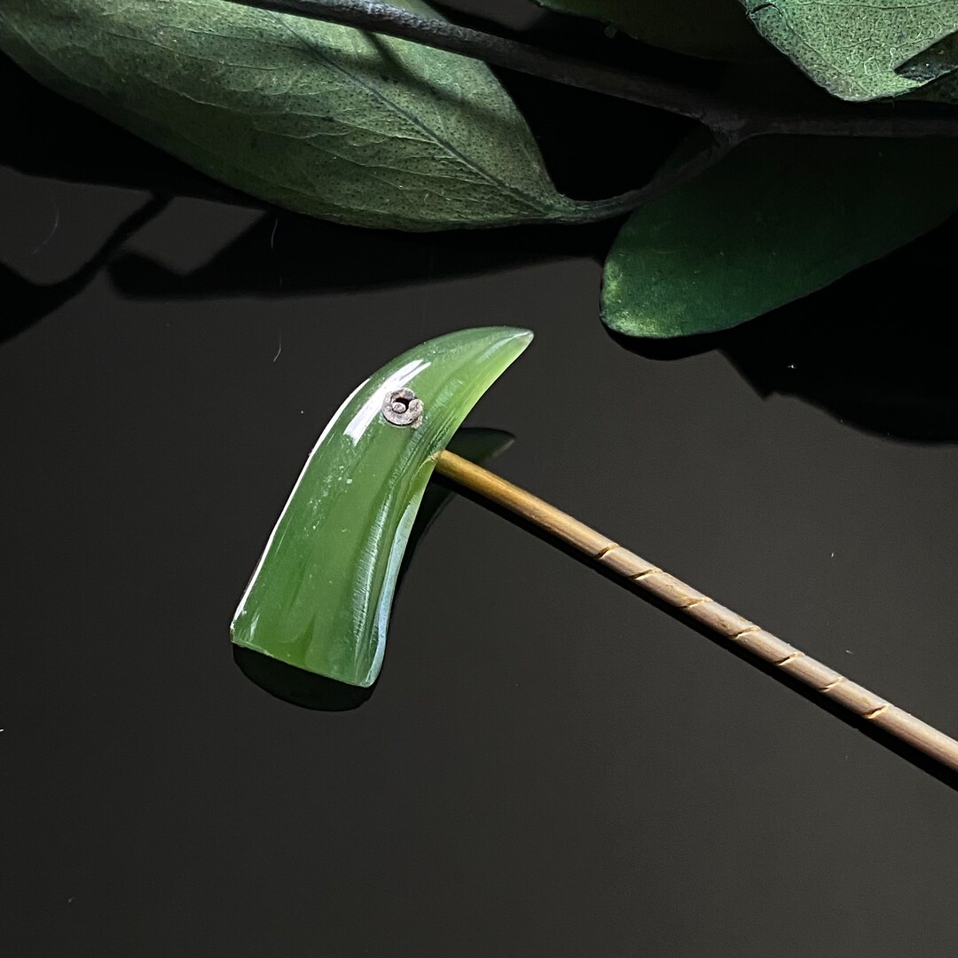 Antique Victorian Nephrite Jade Horn Stick Pin - Etsy