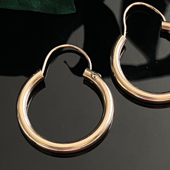Antique Vintage Small Gold Filled Round Hoops - Gem