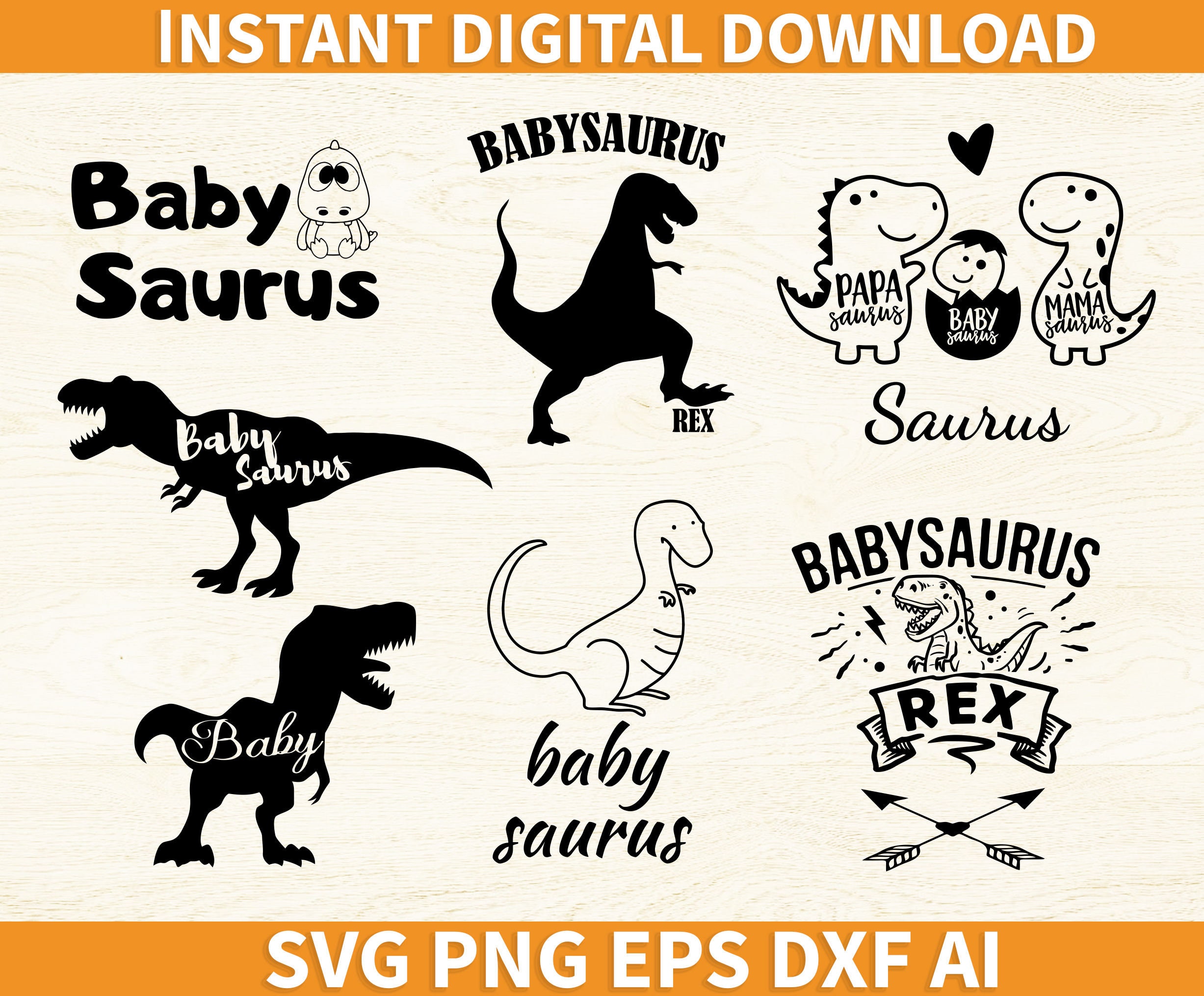 Baby Saurus svg Cricut eps png dxf ai silhouette Cameo | Etsy