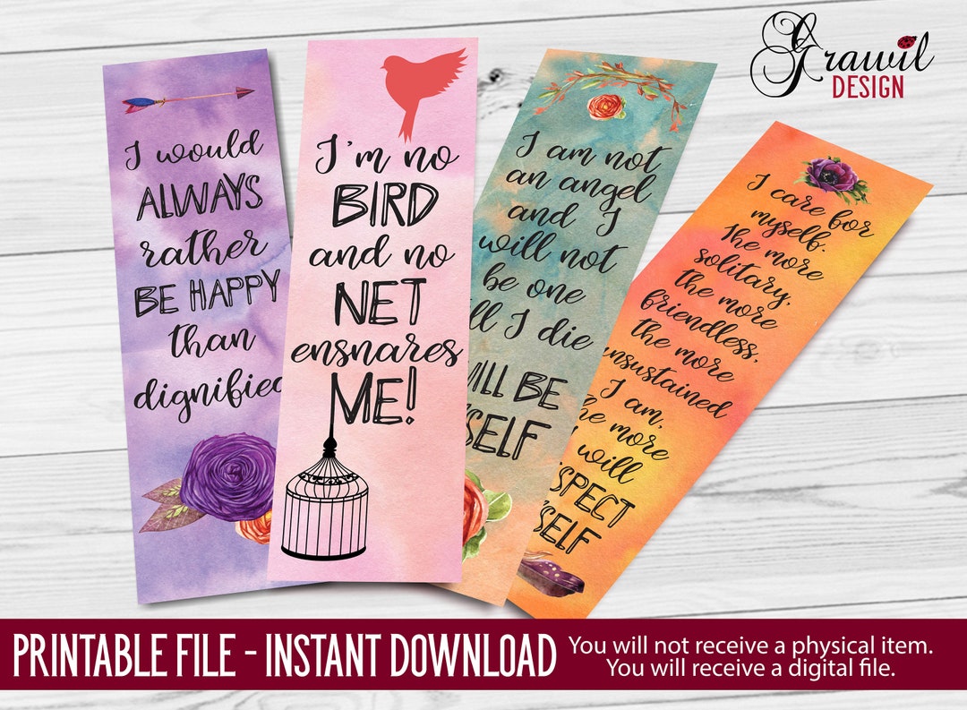 PRINTABLE Bookmarks, Set of Jane Eyre Bookmarks, Jane Eyre Quote ...