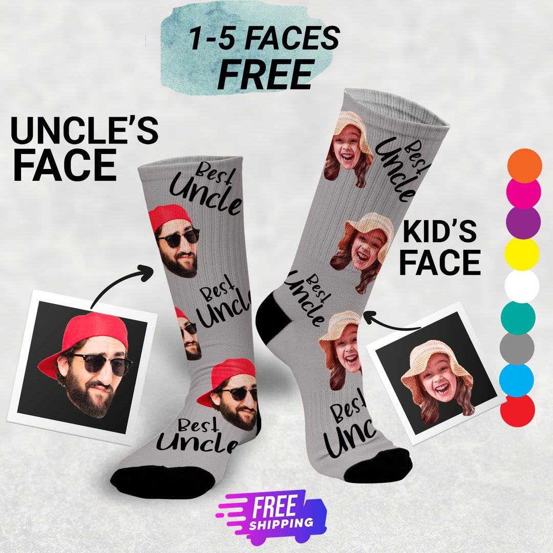 Custom Uncle Face Socks, Personalized Photo Socks for Father's Day ...