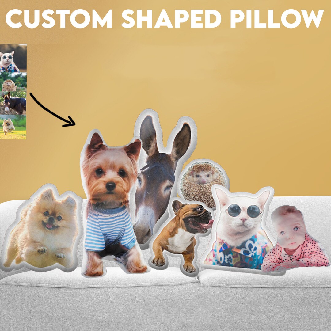 Custom Pet Shaped Pillows From Photos Personalized Dog or Cat Cushion ...