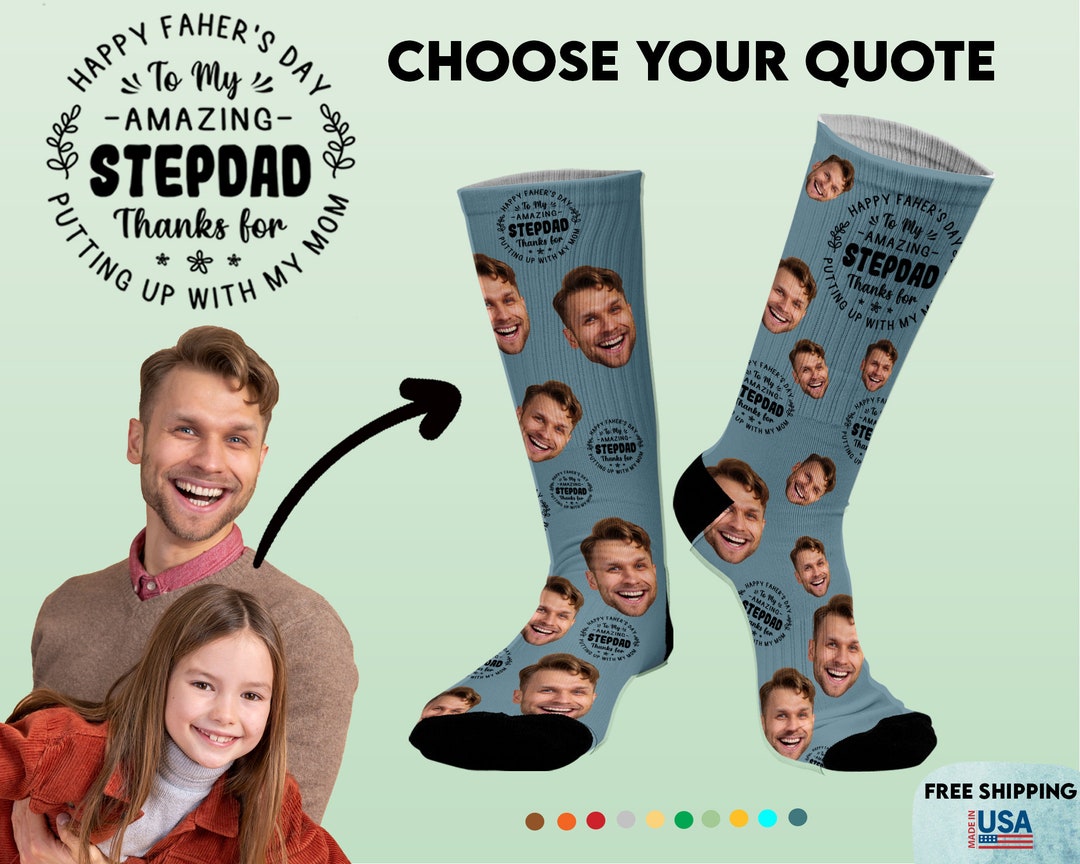 Custom Step Dad Fathers Day Gift Personalized Photo Socks With Picture ...