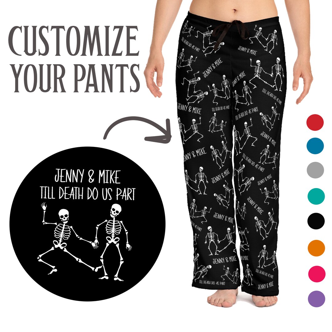 Dancing Skeleton Halloween Custom Pajama Pants, Personalized Pajama ...
