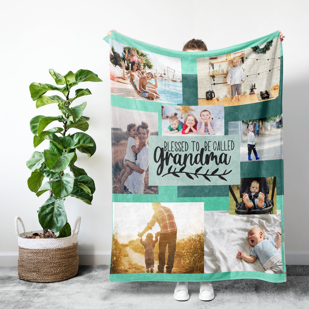 Custom Grandma Photo Blanket, Custom Blanket With Picture, Great ...