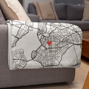 Custom Map Blanket, Where We Met Map Blanket, Valentines Blanket ...