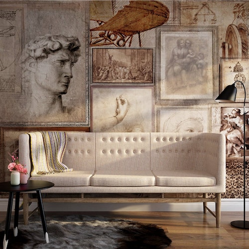 Renaissance Art Wallpaper With European Carving Michelangelo | Etsy