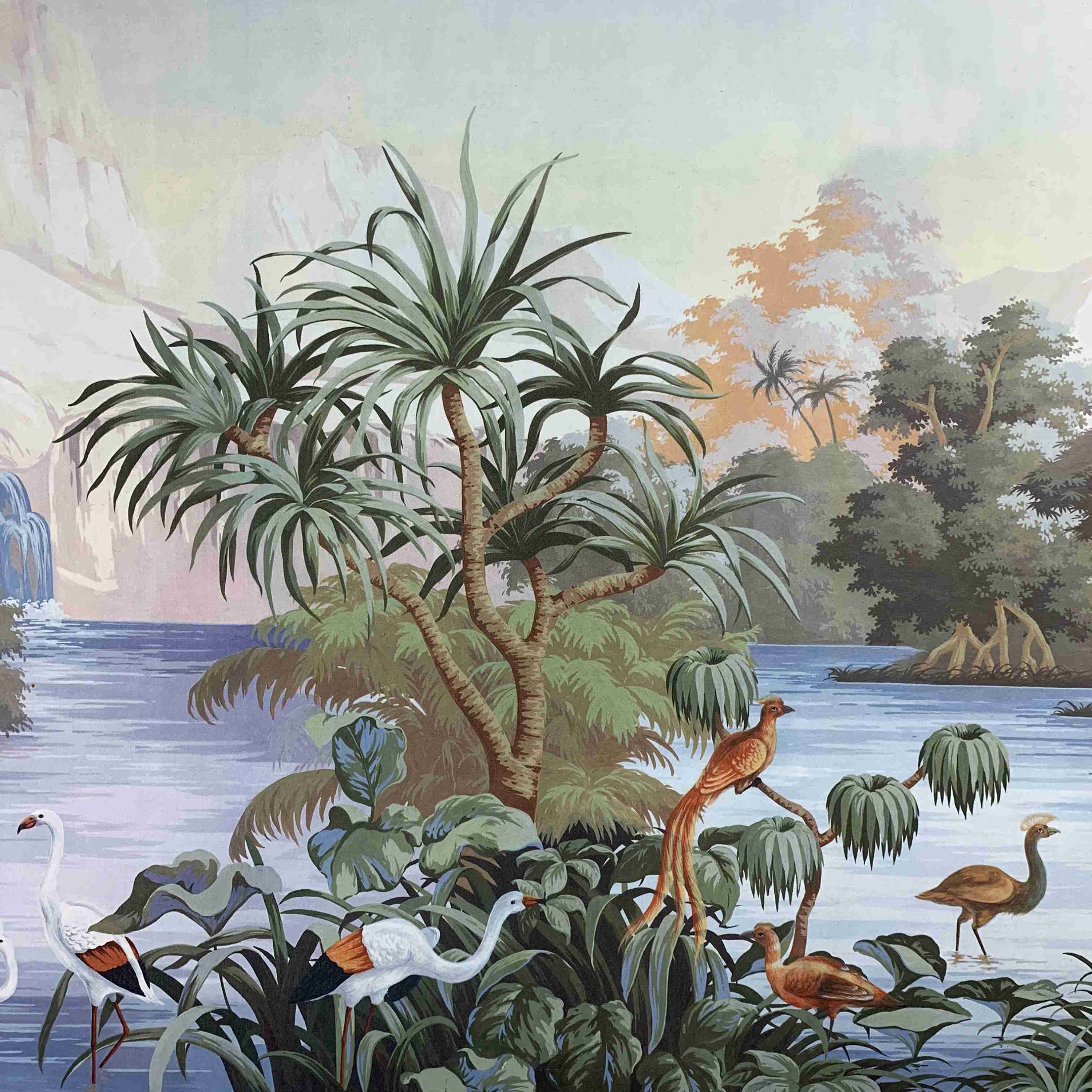 Oiled Painting Removable Wall Mural Lake Animals Wall Mural | Etsy