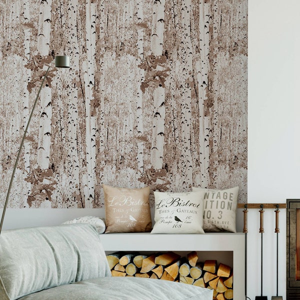 Birch Tree Wallpaper - Etsy