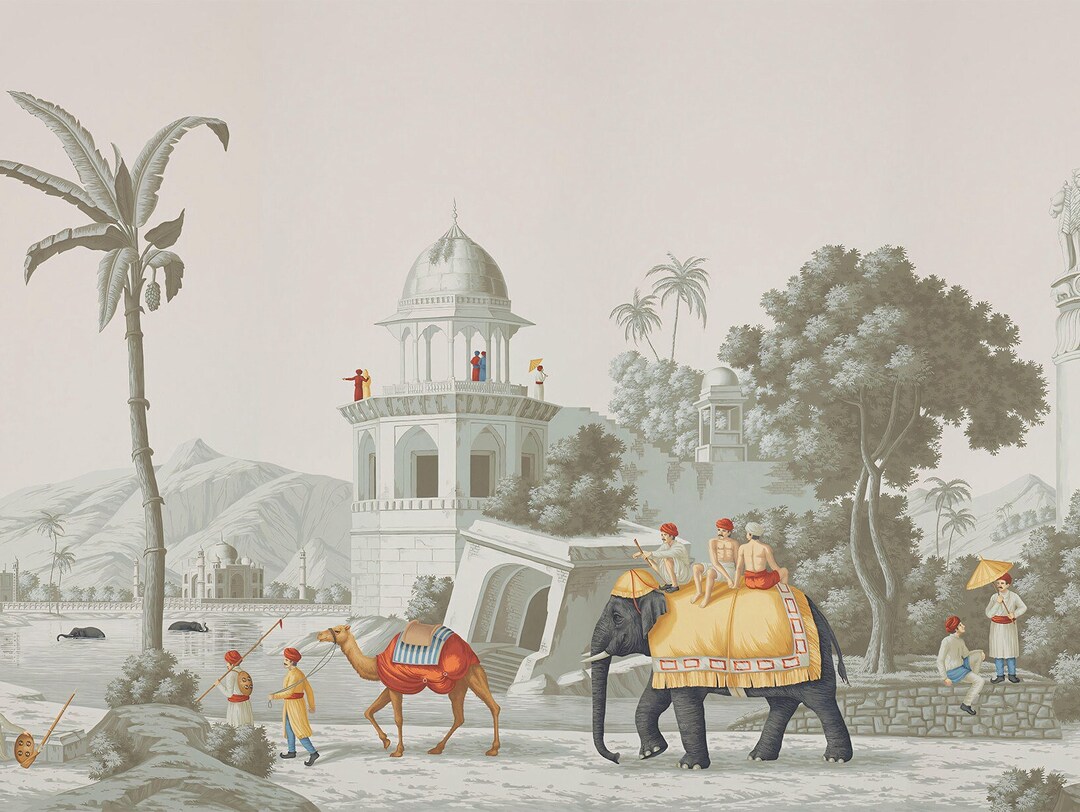 Vintage Wallpaper Early Views of India Painting Wallpaper - Etsy