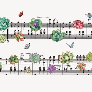 Cartoon Succulent Plants on Musical Staff Cartoon Wallpaper - Etsy