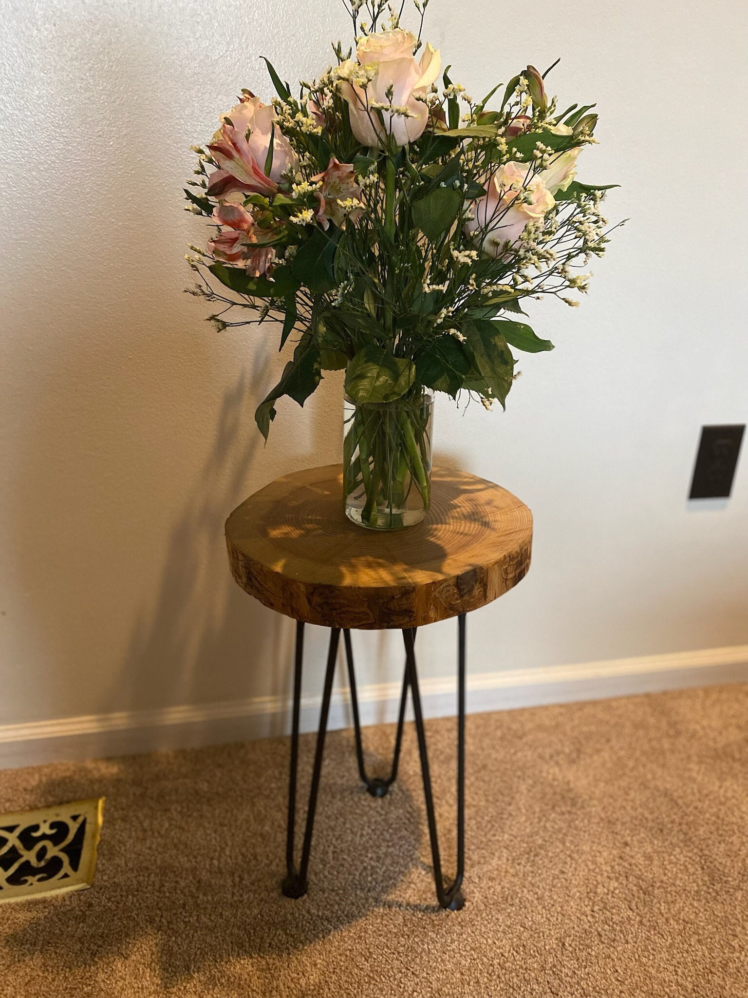 Live Edge Ash Wood Cookie Side Table,plant Stand, Farmhouse Home Decor ...