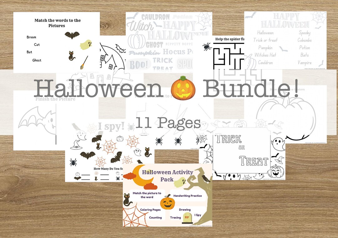 Halloween Activity Pack/bundle, Printable PDF Instant Digital Download ...