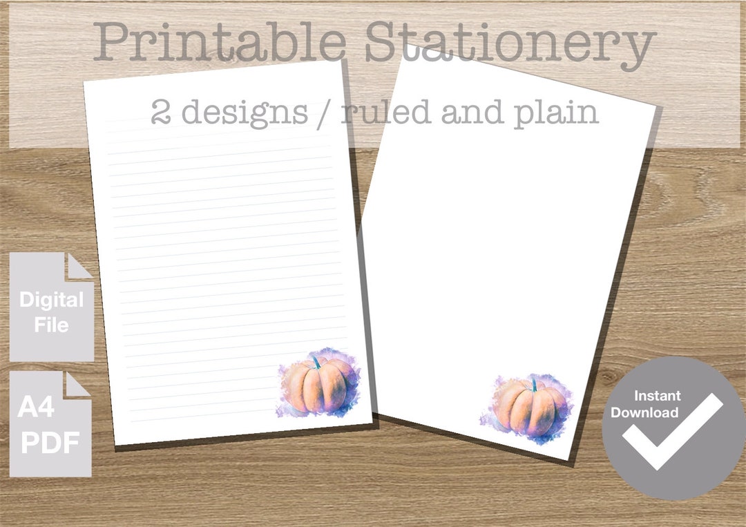 Halloween Pumpkin Writing Paper! INSTANT Digital Download. Ruled and ...