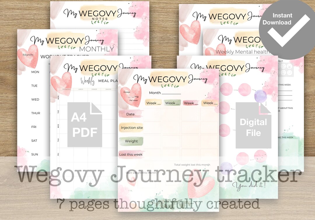 Wegovy Journey Tracker, Journaling A4 Pdf Instant Digital Download - Etsy