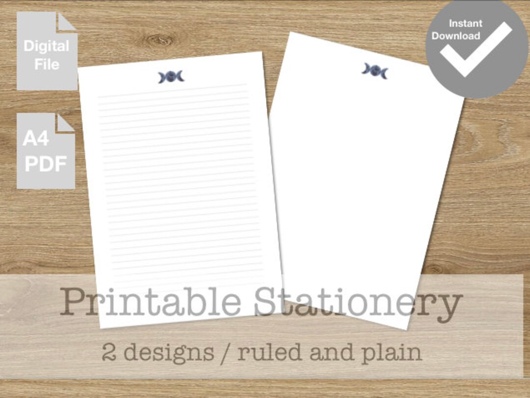 Triple Moon Writing Paper INSTANT Digital Download. Ruled and - Etsy