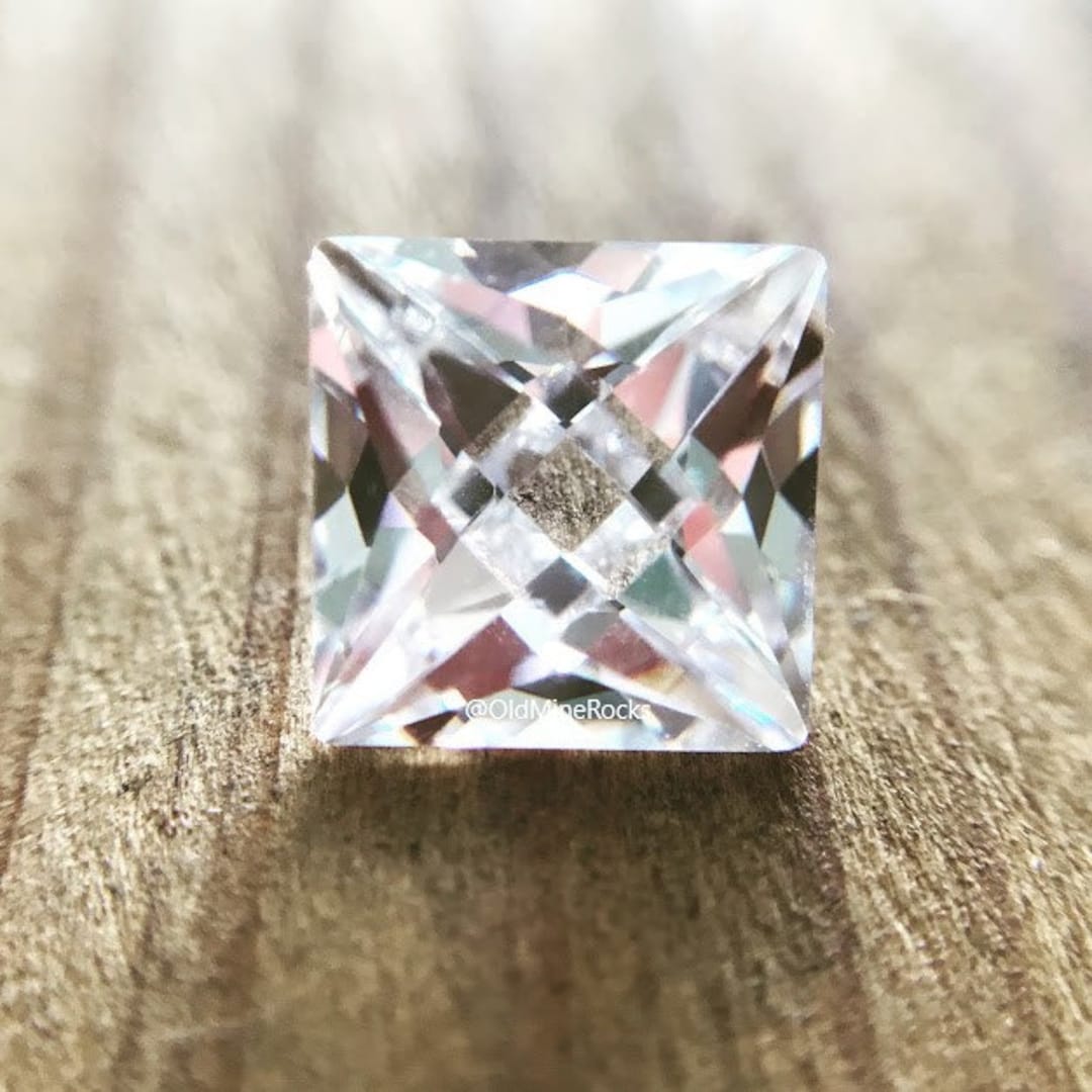 Antique French Cut Square Shaped Diamond Simulant Cubic Zirconia Style ...