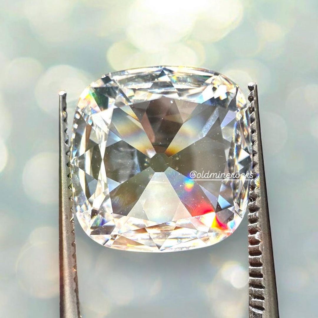 Flat Shallow Old Mine Cut Antique Cushion Diamond Simulant Cubic ...