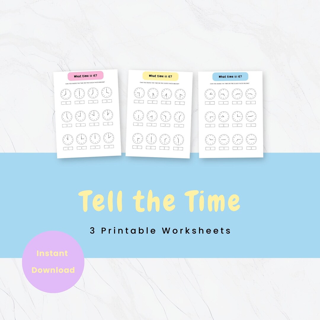 Telling Time Worksheets for Kids | Learn to Tell Time | Telling Time ...