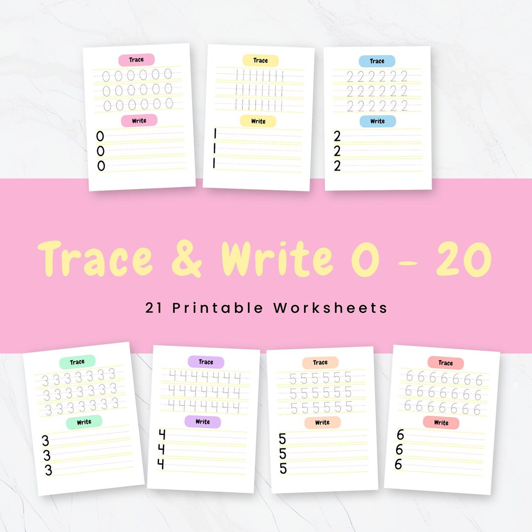 Printable Number Tracing Worksheets 0-20 | Kids Handwriting Practice ...