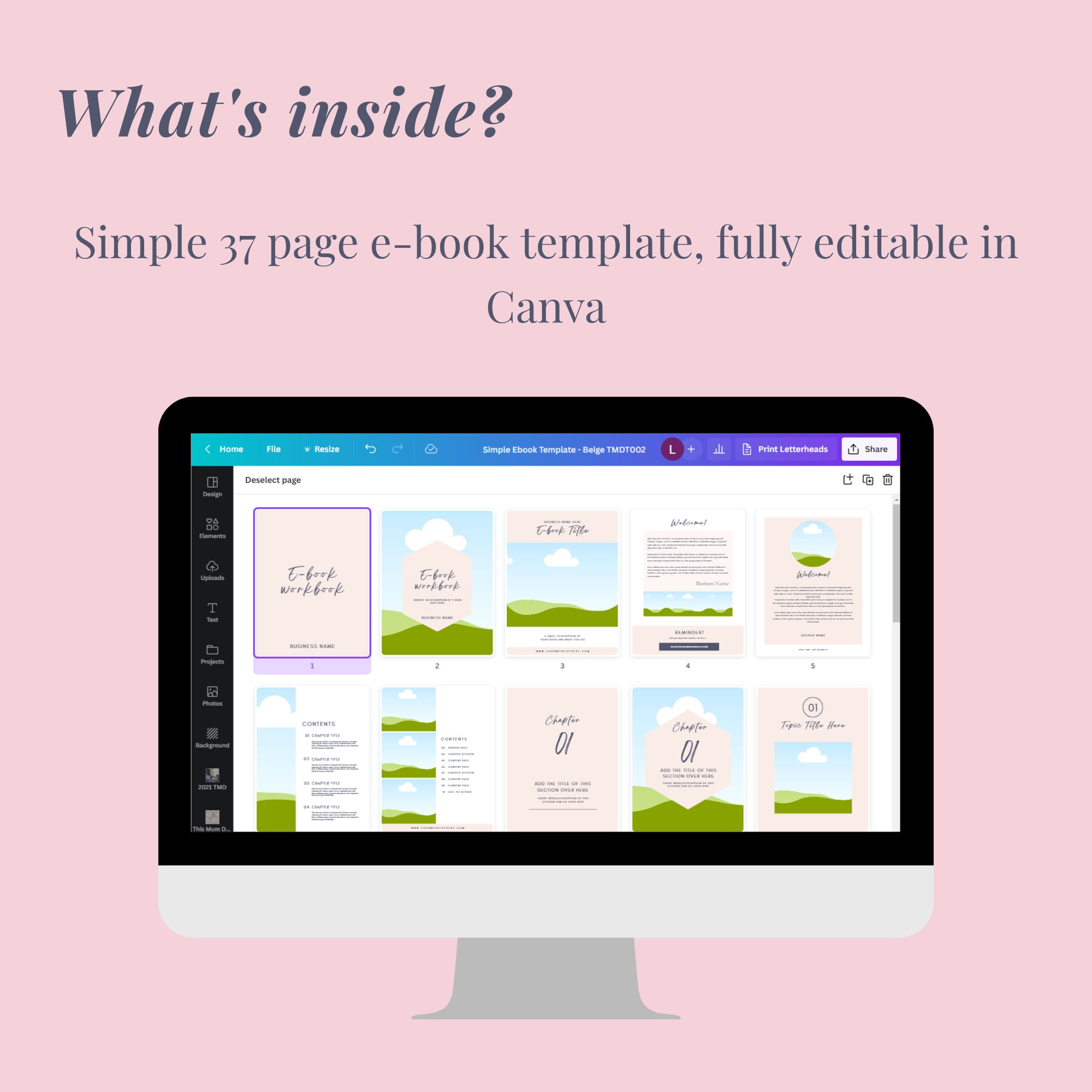 Ebook Template Canva Simple | Workbook Template, Lead Magnet Template ...