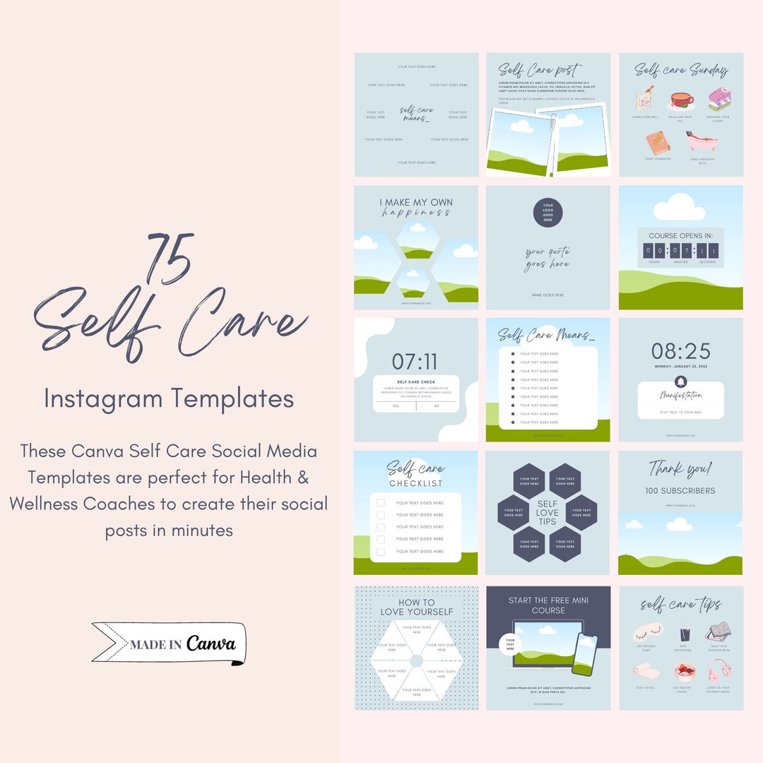 Social Media Templates Self Care | Instagram Template | Wellness Coach ...