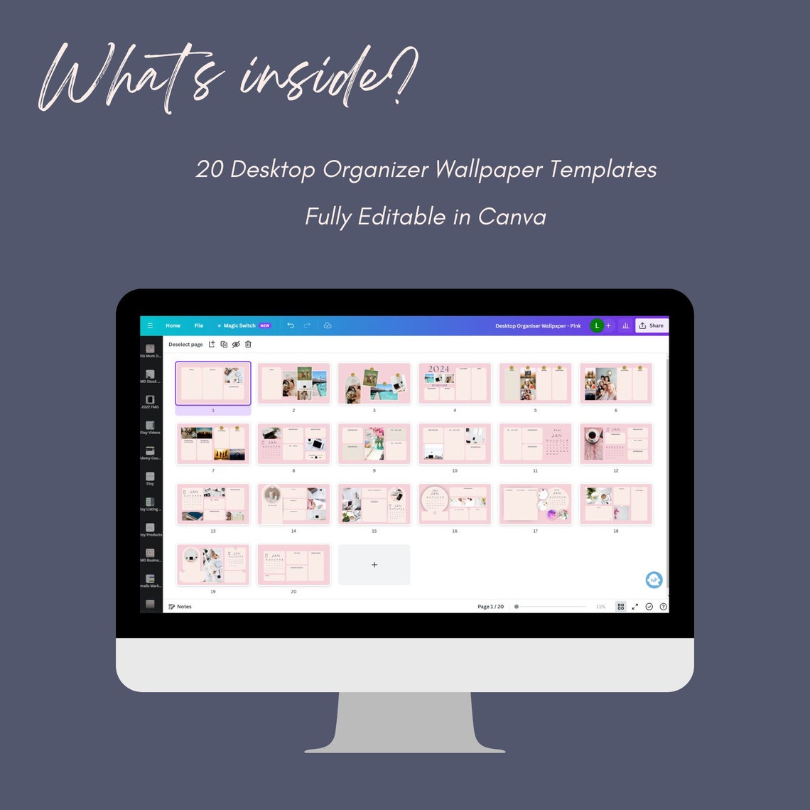 Desktop Wallpaper Canva Editable Desktop Wallpaper Organizers Digital ...