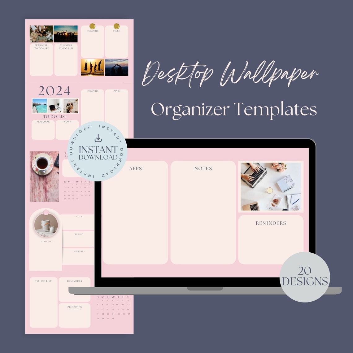 Desktop Wallpaper Canva Editable Desktop Wallpaper Organizers Digital ...