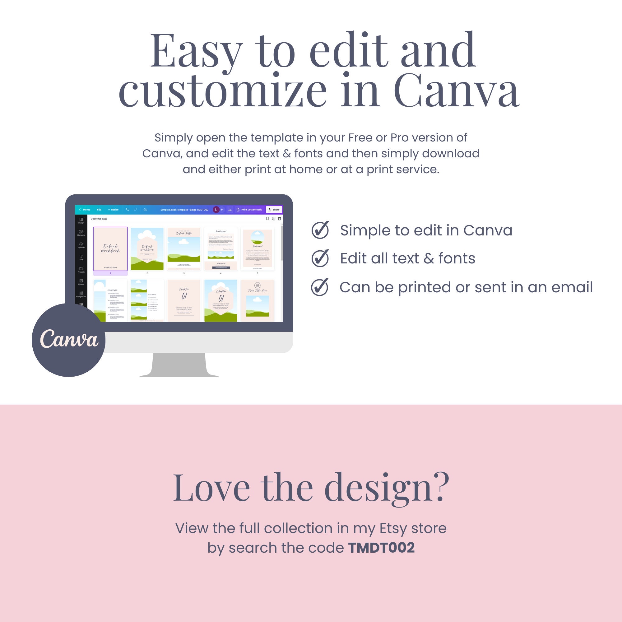 Ebook Template Canva Simple | Workbook Template, Lead Magnet Template ...