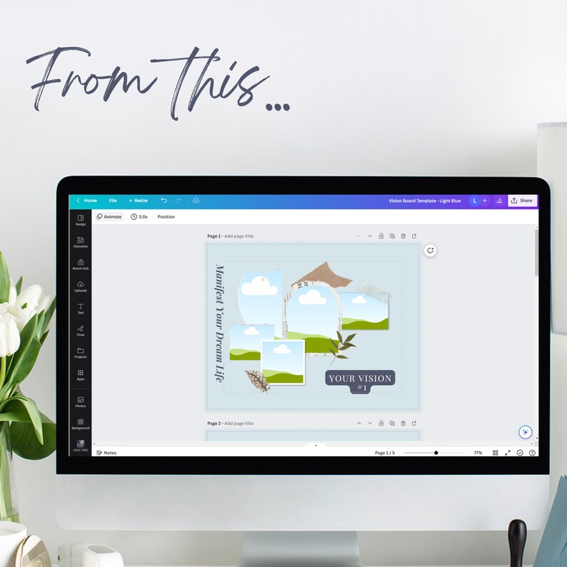 Vision Board 2023 | Vision Board Template | Mood Board | Digital ...