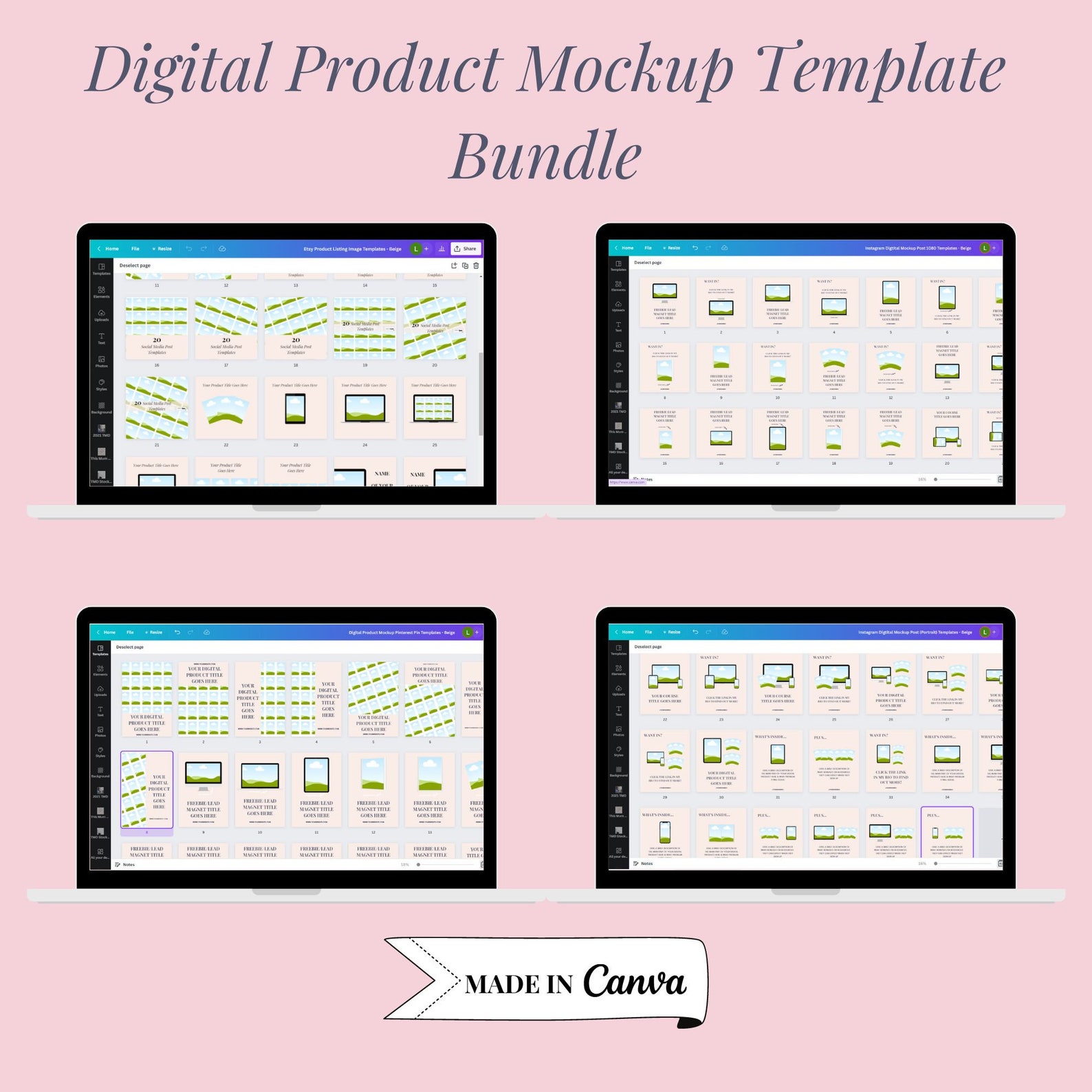 Digital Product Mockup Template Bundle Includes Etsy Listing Canva ...