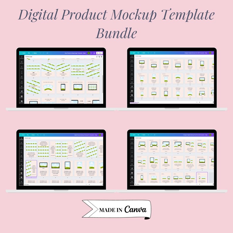 Digital Product Mockup Template Bundle Includes Etsy Listing Canva ...