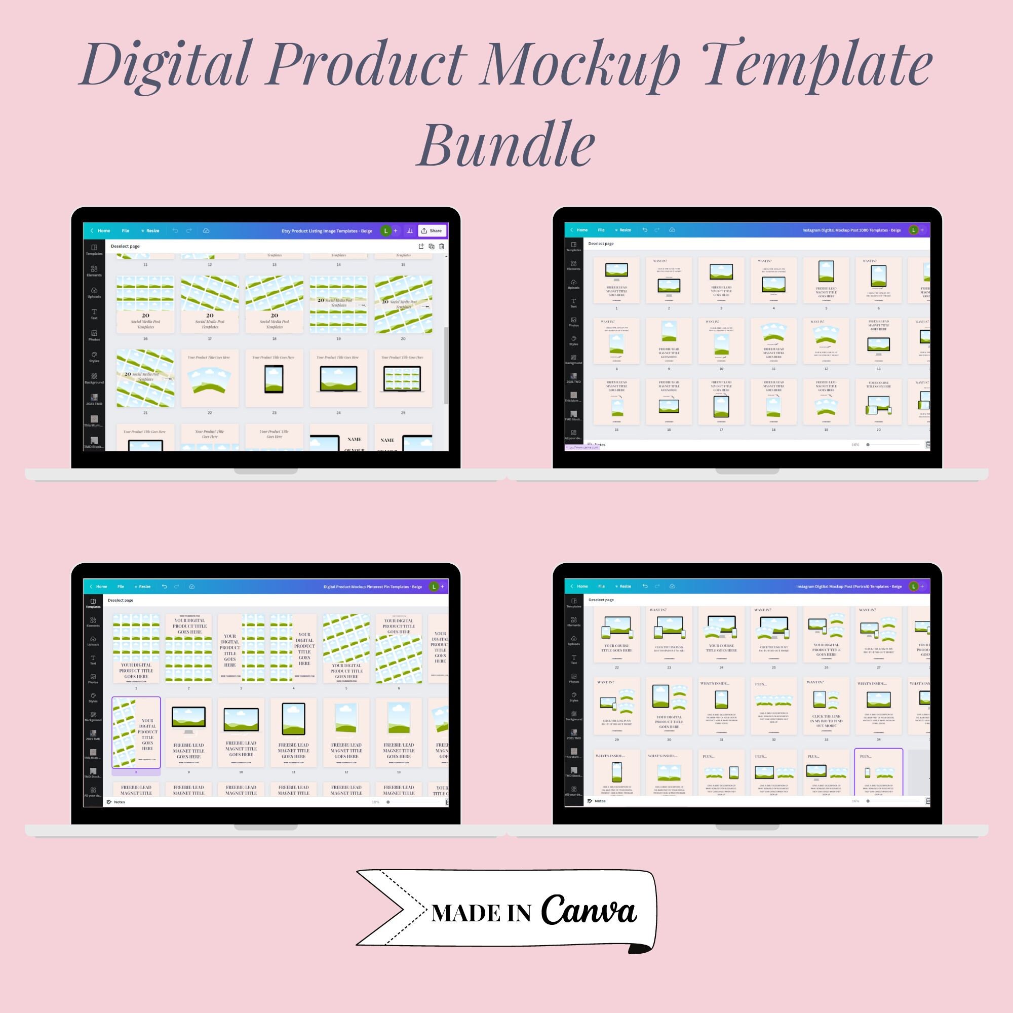 Digital Product Mockup Template Bundle Includes Etsy Listing Canva ...